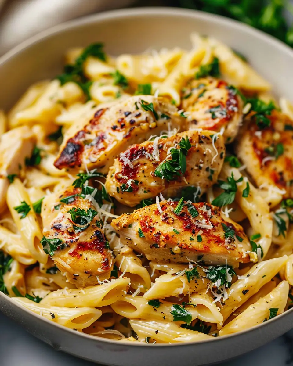 healthy garlic parmesan chicken pasta